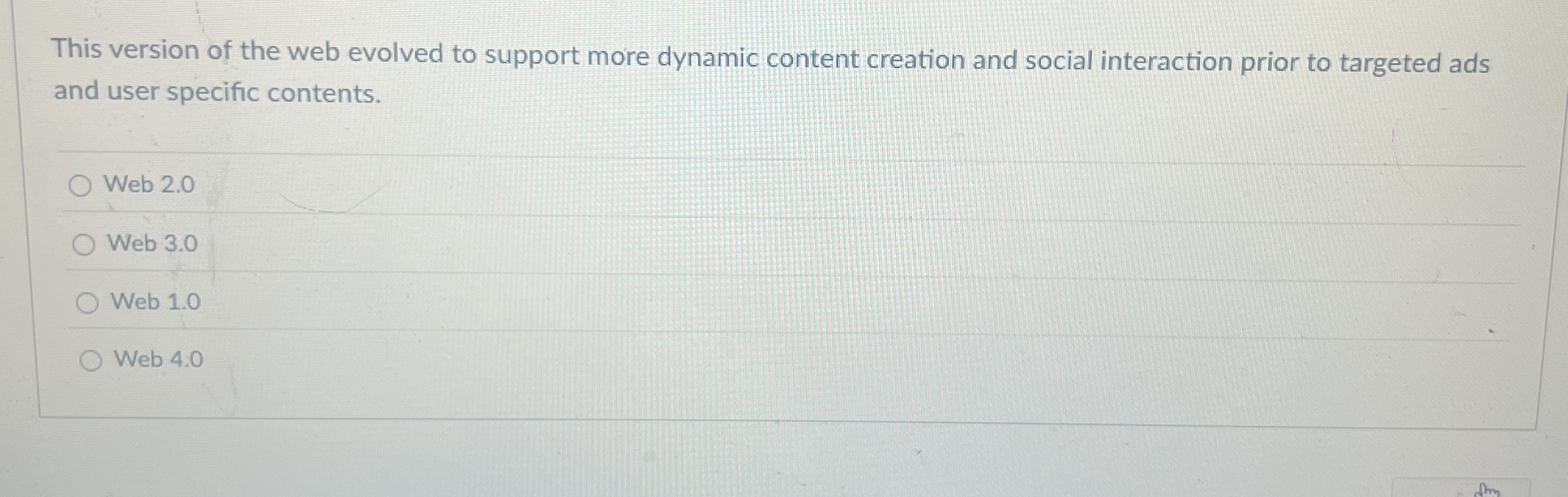 Solved This version of the web evolved to support more | Chegg.com