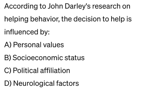 Solved According to John Darley's research on helping | Chegg.com