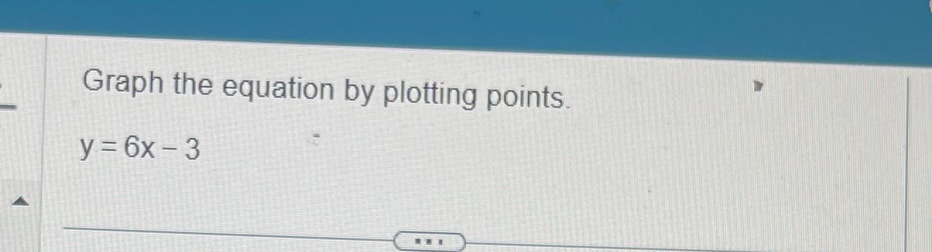 Solved Graph the equation by plotting points.y=6x-3 | Chegg.com