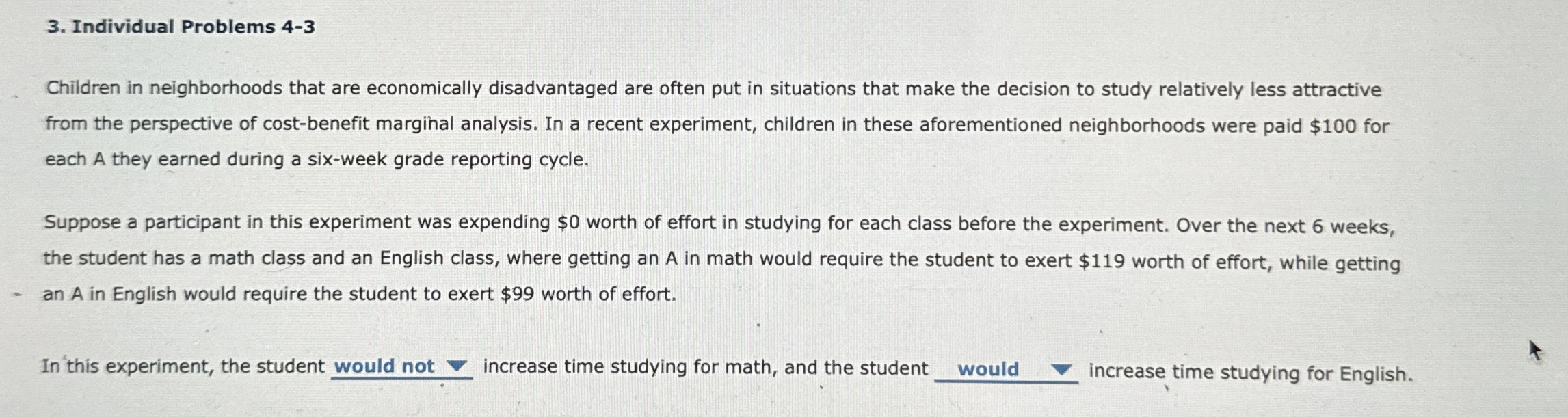 Solved Individual Problems 4-3Children in neighborhoods that | Chegg.com