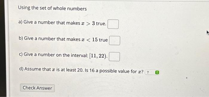 Solved Using the set of whole numbers a) Give a number that | Chegg.com