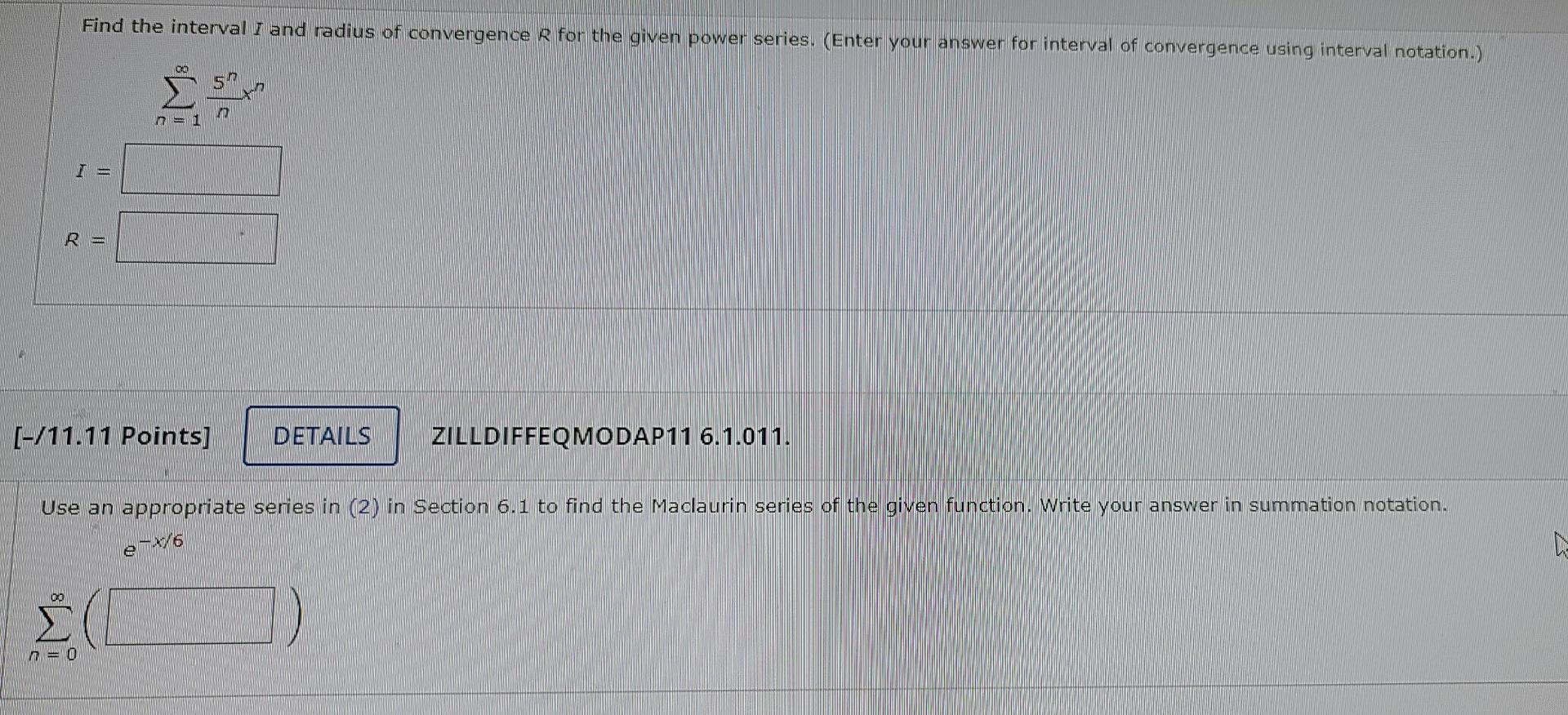 Solved Find the interval 1 and radius of convergence R for | Chegg.com