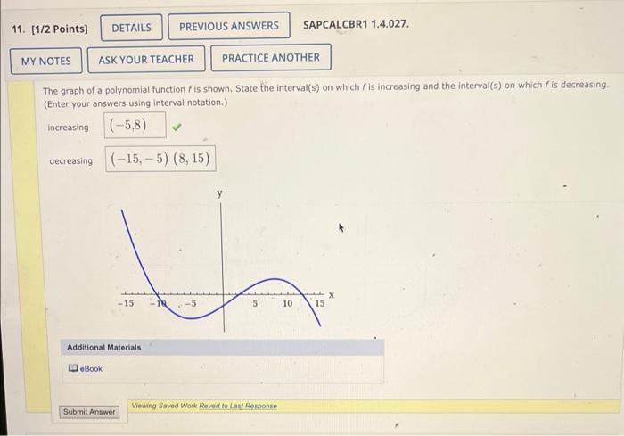 Solved The graph of a polynomial function f is shown. State | Chegg.com