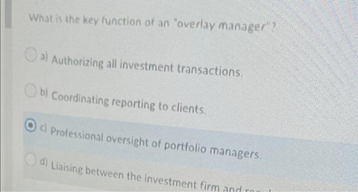 Solved What is the key function of an "overlay manager") a) | Chegg.com