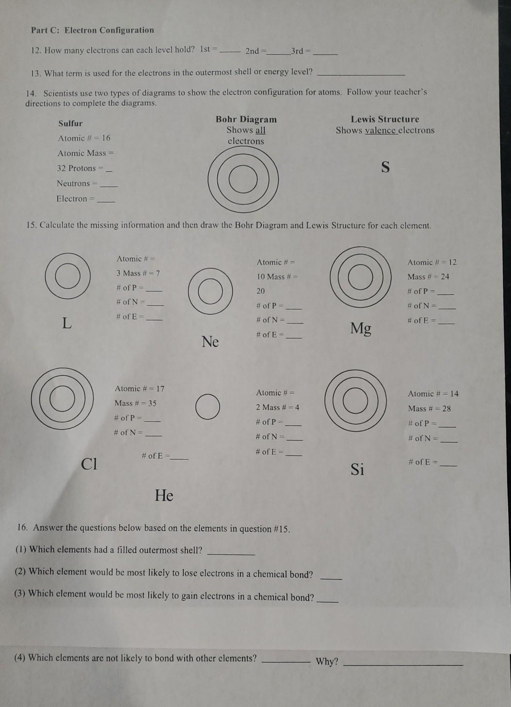 Solved Name Atomic Basics Part A Atomic Structure 1 Draw Chegg