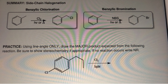Solved SUMMARY: Side-Chain Halogenation Benzylic | Chegg.com