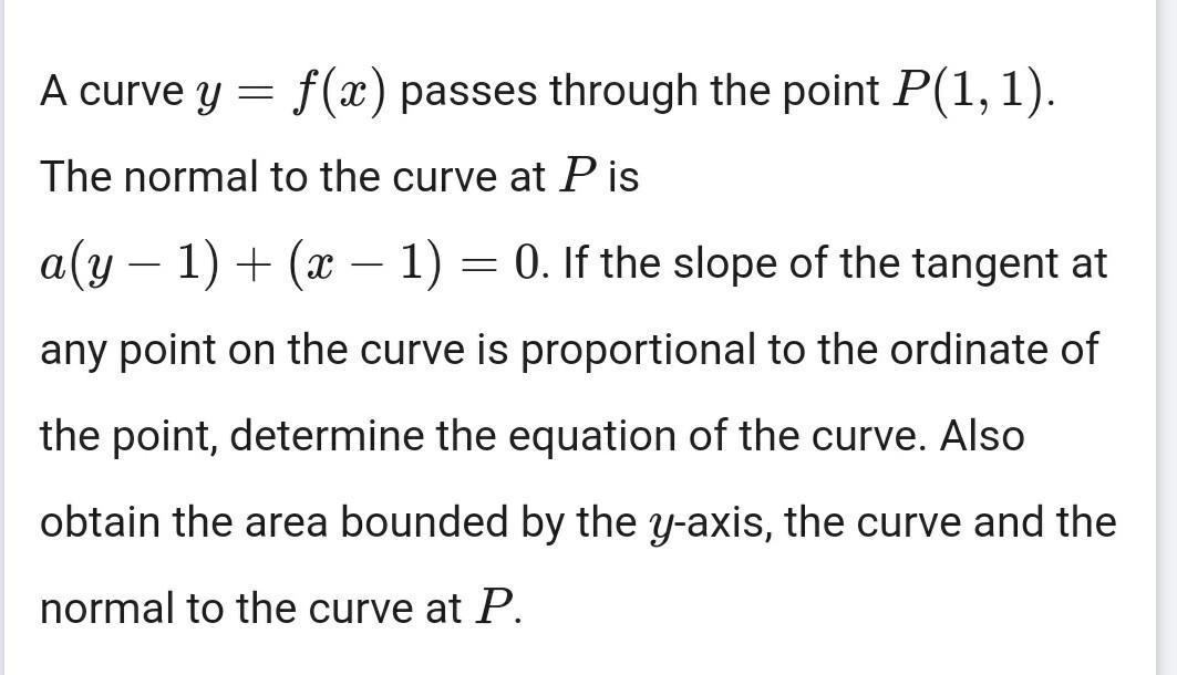 Solved = A curve y f(x) passes through the point P(1,1). The | Chegg.com