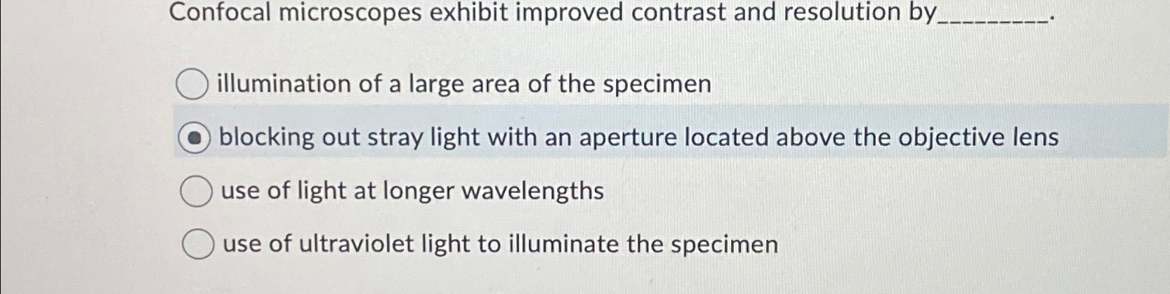 Solved Confocal microscopes exhibit improved contrast and | Chegg.com