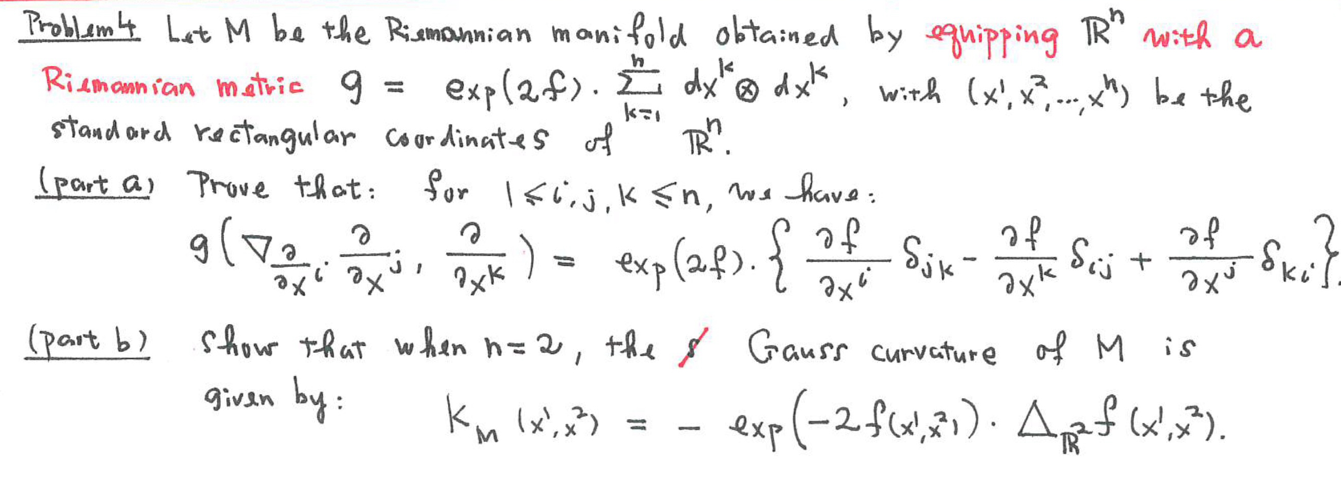 Solved Problem4 ﻿Let M ﻿be the Riemannian manifold obtained | Chegg.com