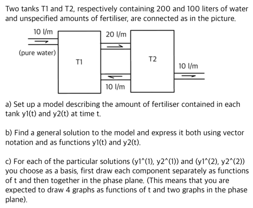 Two tanks T1 and T2, respectively containing 200 and | Chegg.com