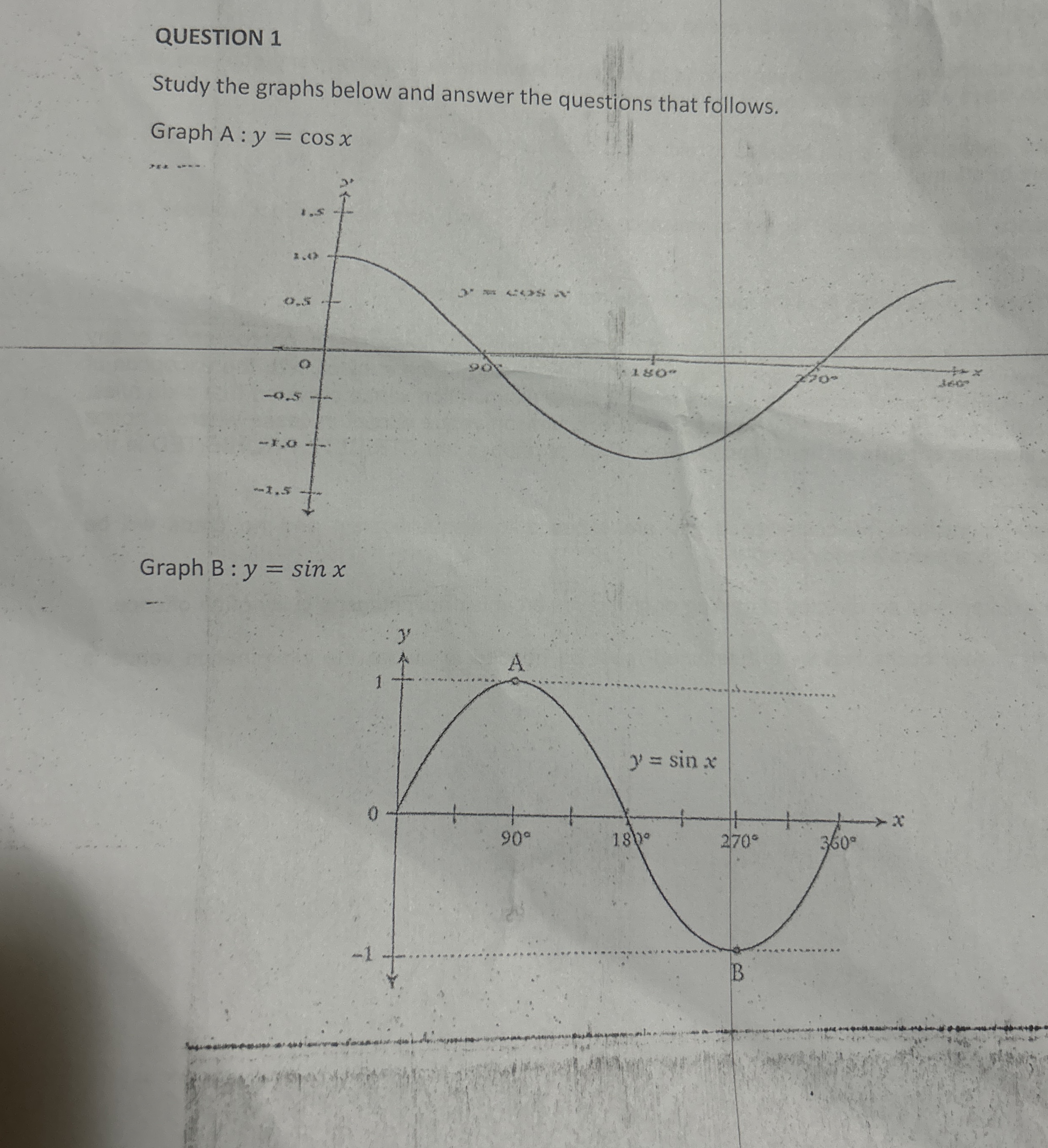 QUESTION 1Study the graphs below and answer the | Chegg.com