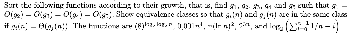 Solved Sort the following functions according to their | Chegg.com