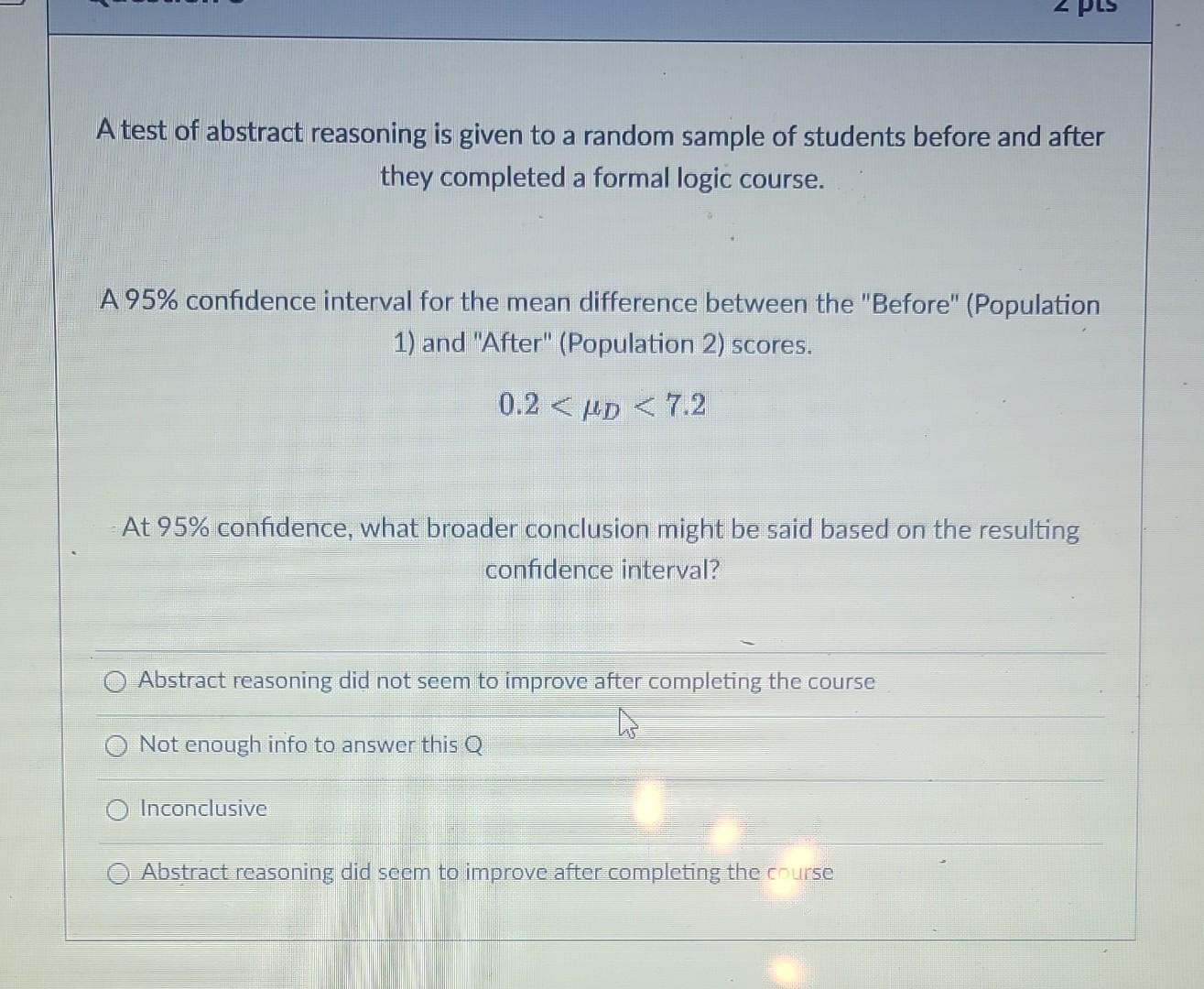 Solved A test of abstract reasoning is given to a random | Chegg.com