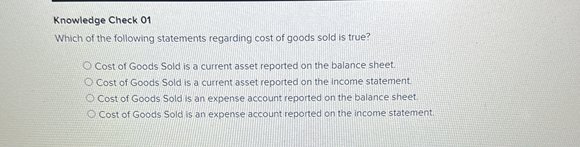 Solved Knowledge Check 01Which of the following statements | Chegg.com