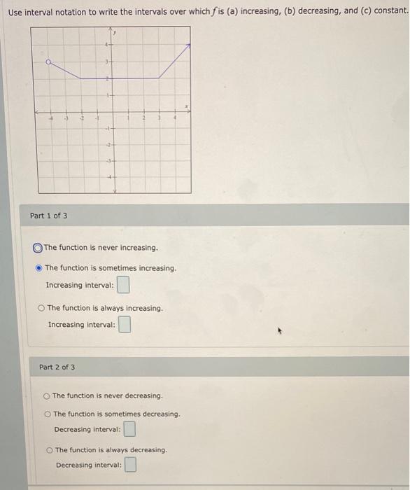 Solved Use interval notation to write the intervals over | Chegg.com
