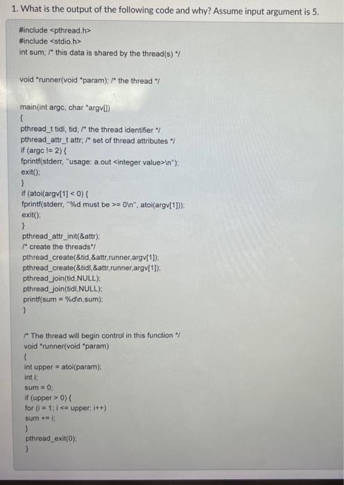 Solved Explain what the code outputs and why. I will upvote | Chegg.com