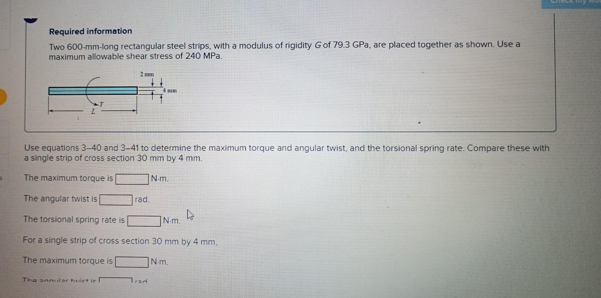 Solved Required information Two 600 -mm-long rectangular | Chegg.com