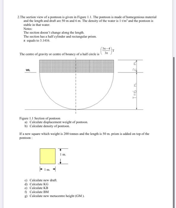 2. The section view of a pontoon is given in Figure | Chegg.com
