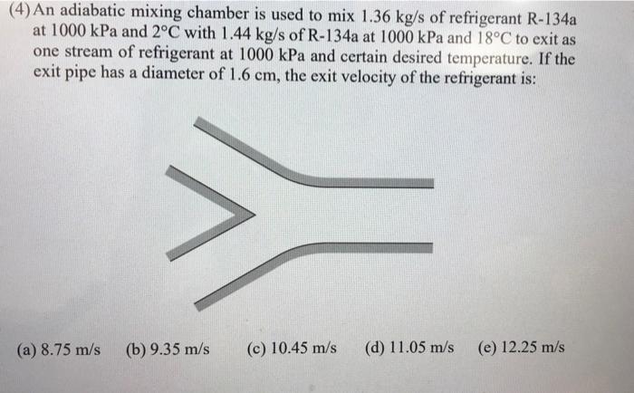 Solved (4) An adiabatic mixing chamber is used to mix 1.36 | Chegg.com