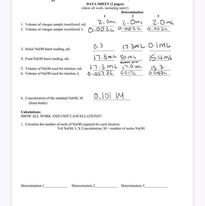 Solved 1. Calculate the number of mole of NaOH required for | Chegg.com