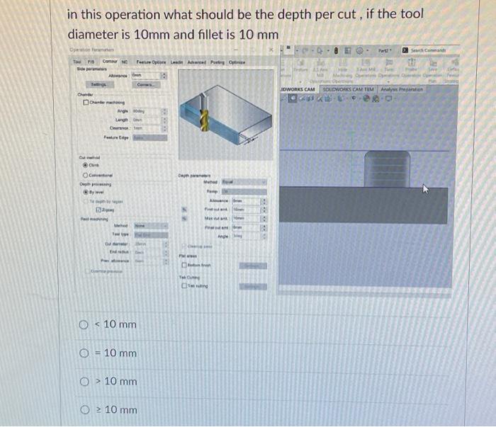 Solved in this operation what should be the depth per cut, | Chegg.com