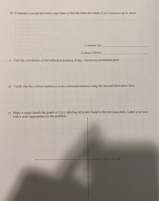 Solved d) Construct a second derivative sign chart to find | Chegg.com