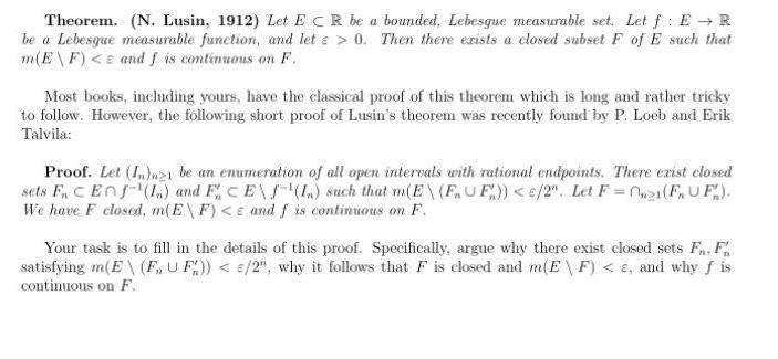 Solved Theorem N Lusin 1912 Let Ecr Be A Bounded