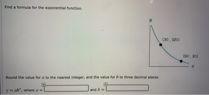 Solved Find a formula for the exponential function. (30,320) | Chegg.com
