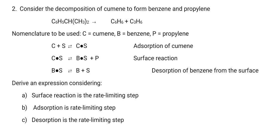 Solved Consider the decomposition of cumene to form benzene | Chegg.com