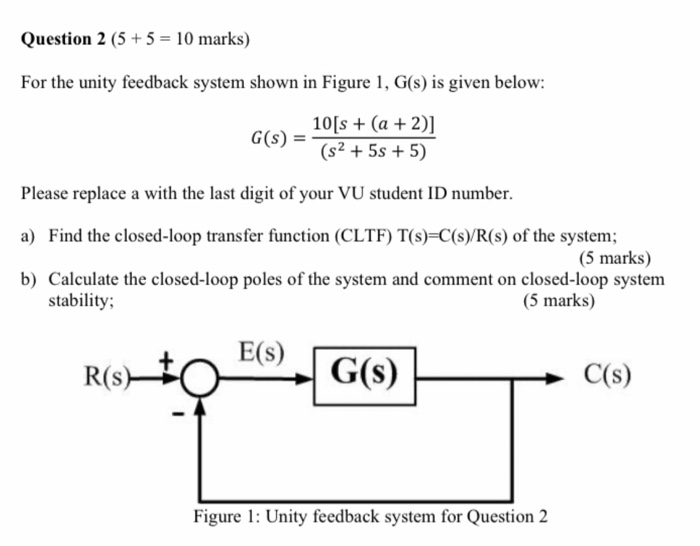 Solved Question 2 (5 + 5 = 10 marks) For the unity feedback | Chegg.com