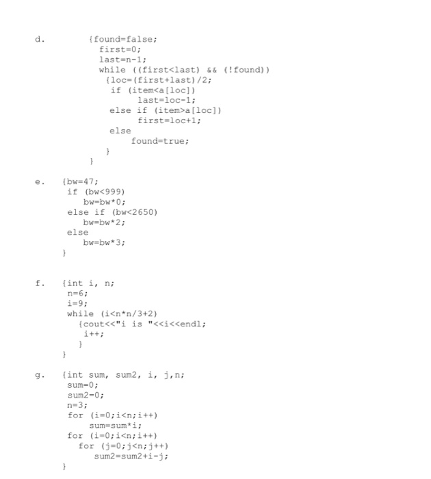 Solved For each of the blocks of code shown below indicate | Chegg.com