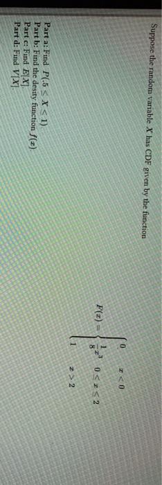Solved Suppose the random variable X has CDF given by the | Chegg.com