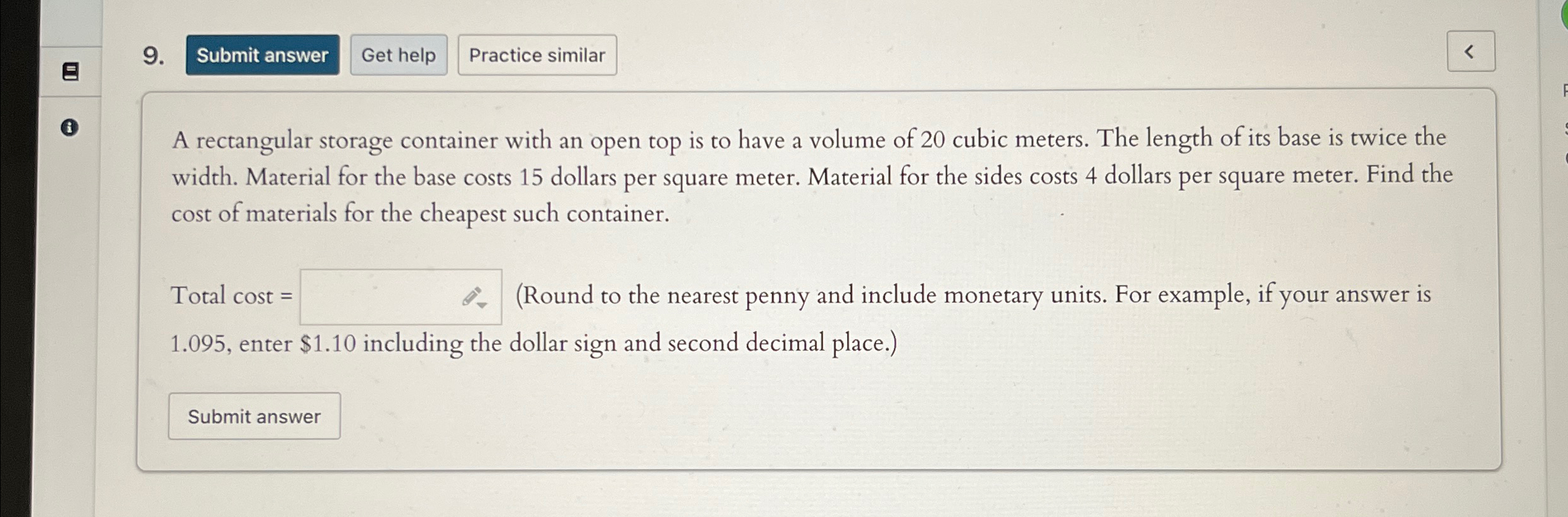 ๑A rectangular storage container with an open top is | Chegg.com