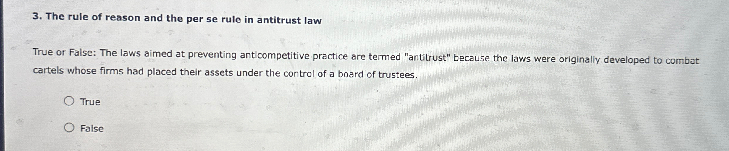 Solved The rule of reason and the per se rule in antitrust | Chegg.com