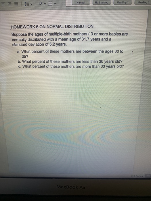 Solved E 19 Normal No Spacing Heading 1 Heading 2 HOMEWORK 6 | Chegg.com