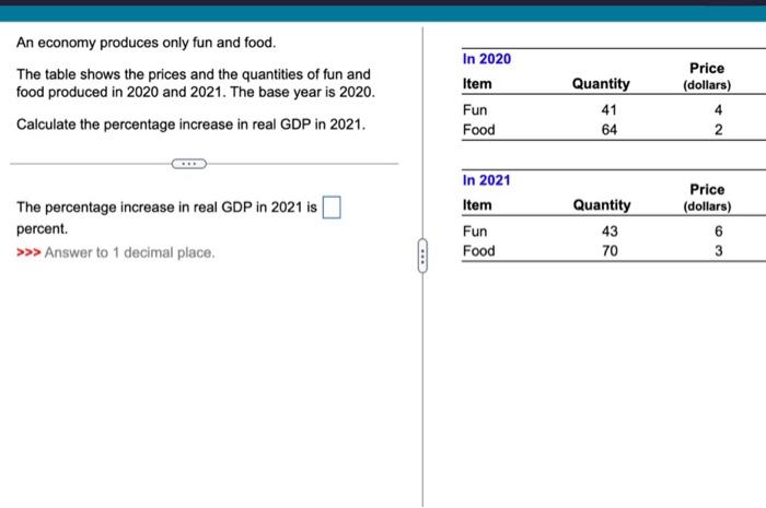 Solved An economy produces only fun and food. The table | Chegg.com