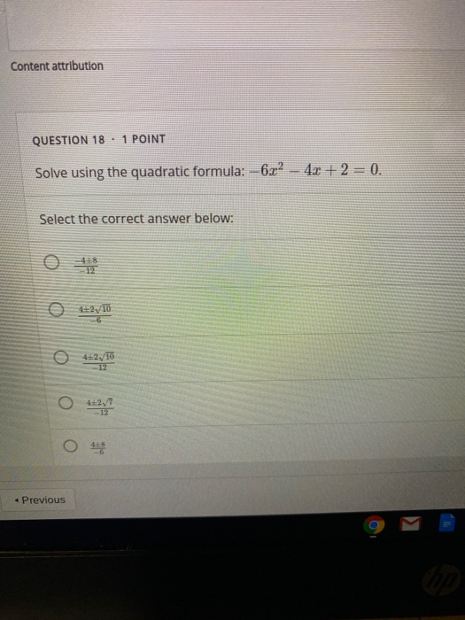 Solved Content attribution QUESTION 18 1 POINT Solve using | Chegg.com