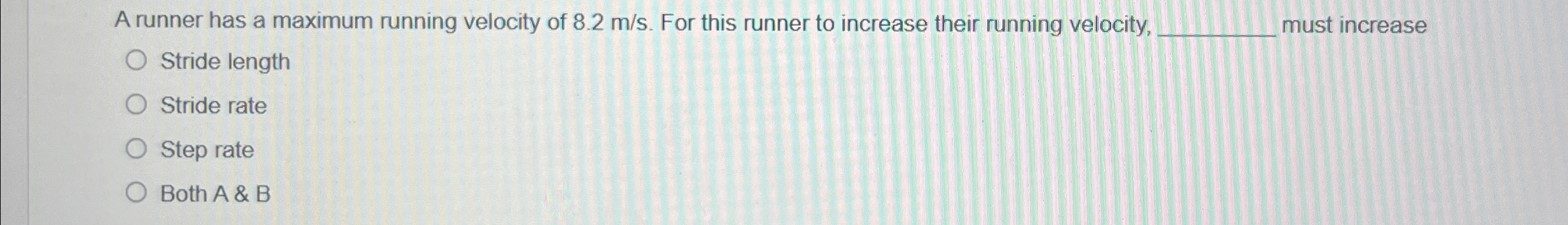Solved A runner has a maximum running velocity of 8.2ms. | Chegg.com