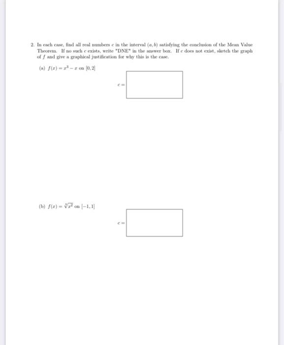 Solved 2. In each case, find all real numbers c in the | Chegg.com