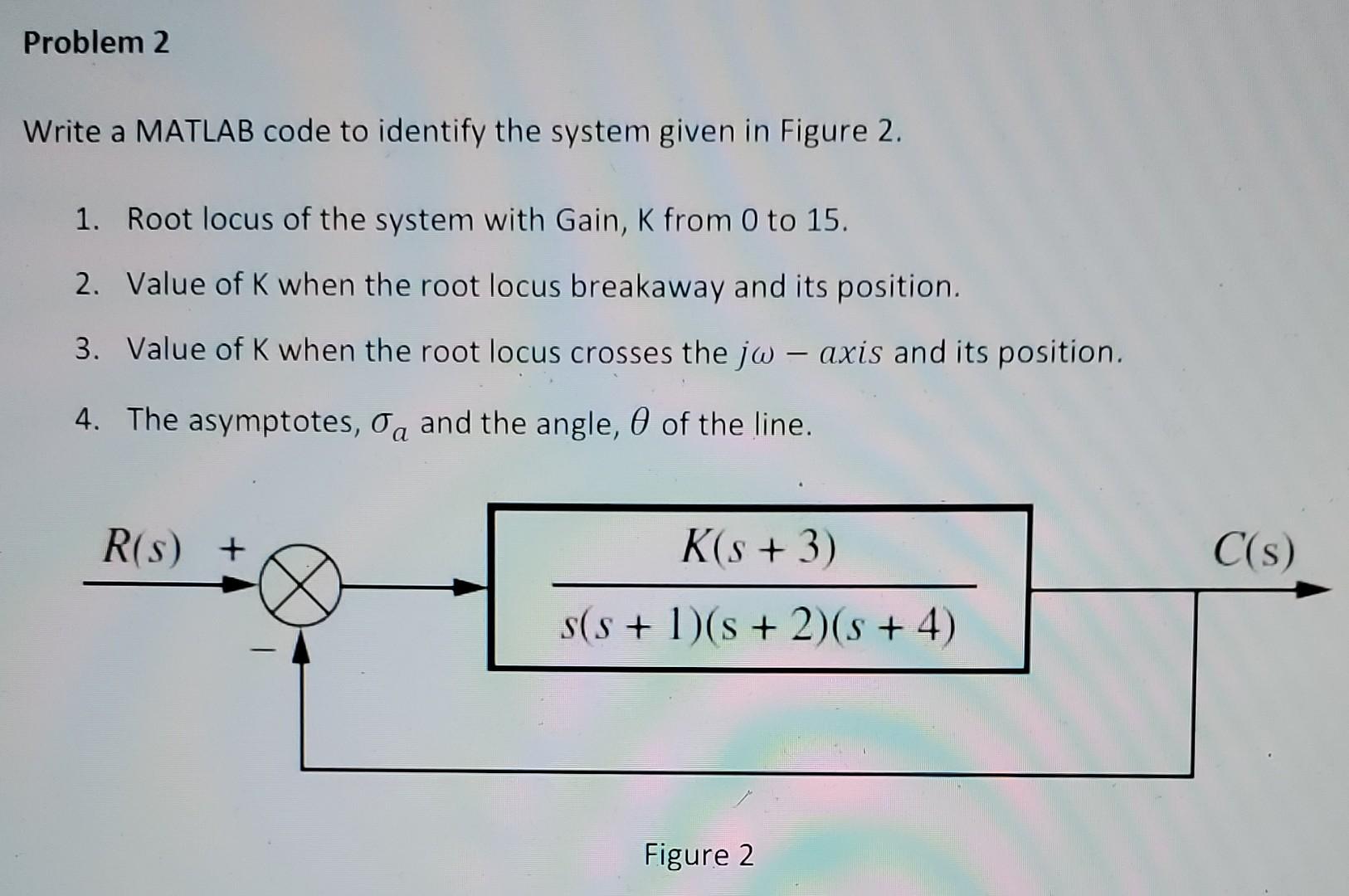 Solved Problem 2 Write a MATLAB code to identify the system | Chegg.com