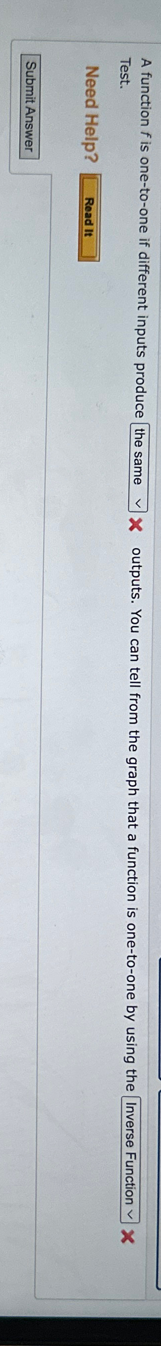 Solved A function f ﻿is one-to-one if different inputs | Chegg.com