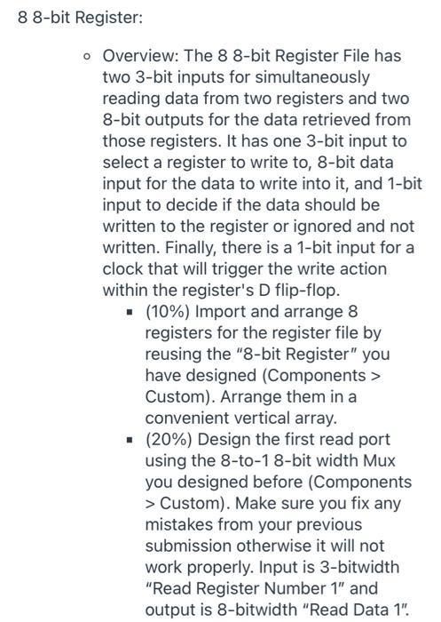 Solved 8 8-bit Register: o Overview: The 8 8-bit Register | Chegg.com
