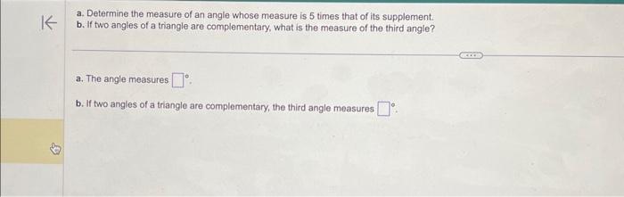 Solved a. Determine the measure of an angle whose measure is | Chegg.com