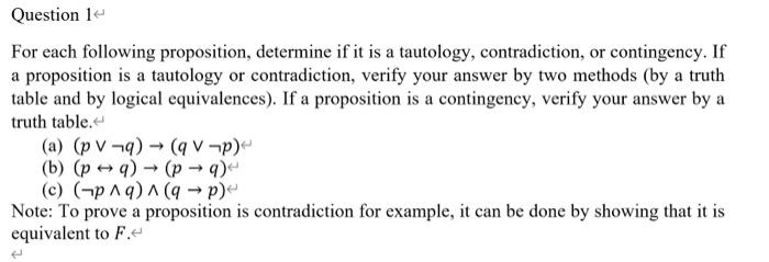Solved For each following proposition, determine if it is a | Chegg.com
