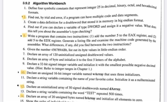 Solved Formats 3 9 2 Algorithm Workbench 1 Define Four