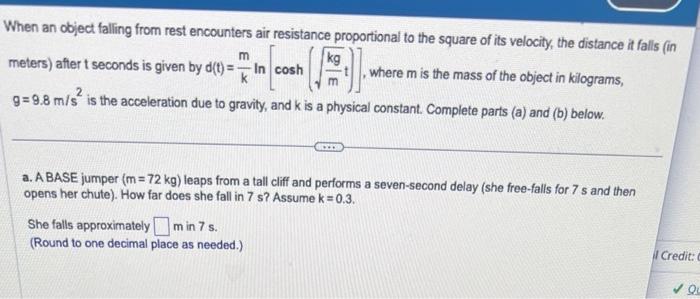 Solved When an object falling from rest encounters air | Chegg.com