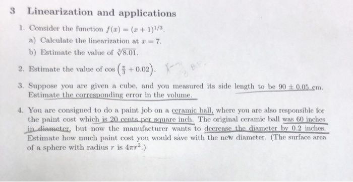 Solved 3 Linearization and applications 1. Consider the | Chegg.com Solved 3 Linearization and applications 1. Consider the | Chegg.com