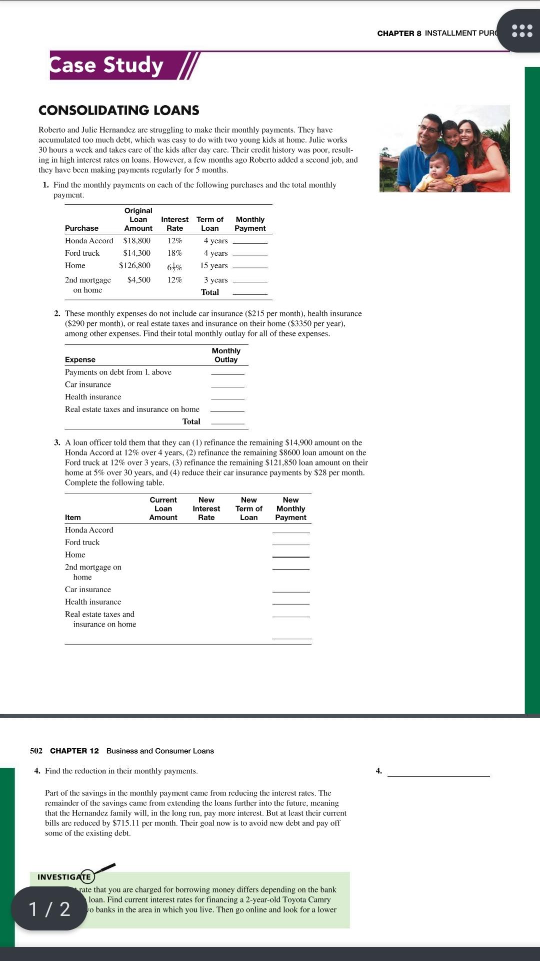 Solved CHAPTER 8 ﻿INSTALLMENT PURCCase StudyCONSOLIDATING | Chegg.com