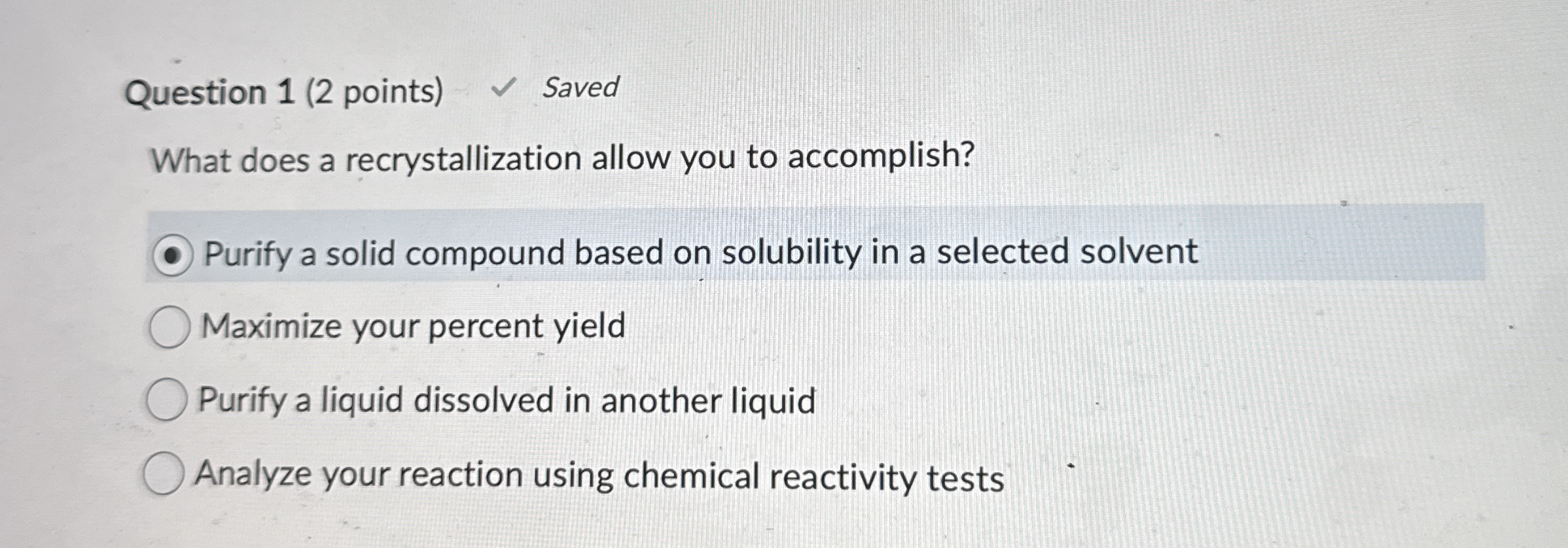 Solved Question 1 (2 ﻿points) ﻿SavedWhat does a | Chegg.com