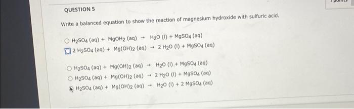 Solved Write a balanced equation to show the reaction of | Chegg.com